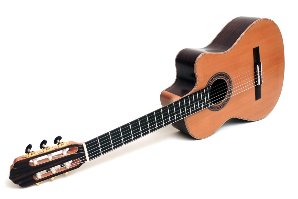 Small Classical Guitar with Cutaway and Pickup for Modern Playing Styles