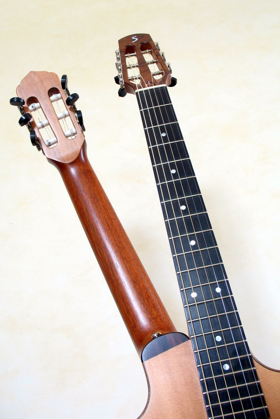 Reversible Double Neck Guitar with 2 Top Steel Nylon Strings