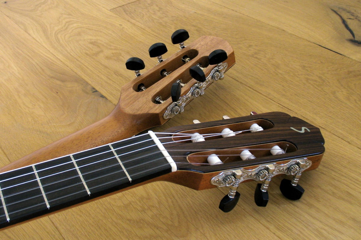 Reversible Double Neck Guitar with 2 Top Steel Nylon Strings